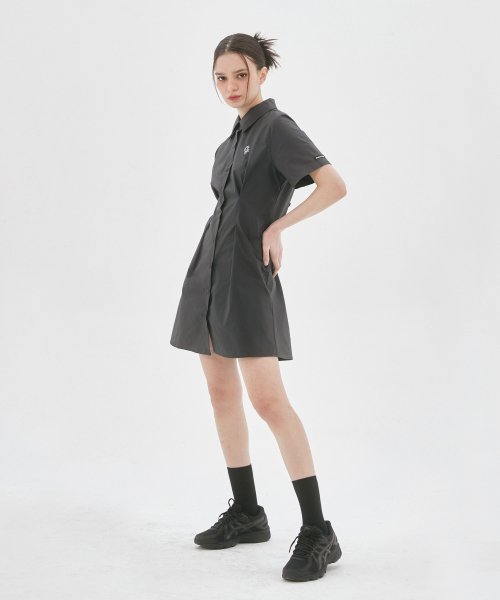 MUSINSA | NASTY FANCY CLUB [NF] Pintuck Eyelet Dress (CHARCOAL)_F22QD321