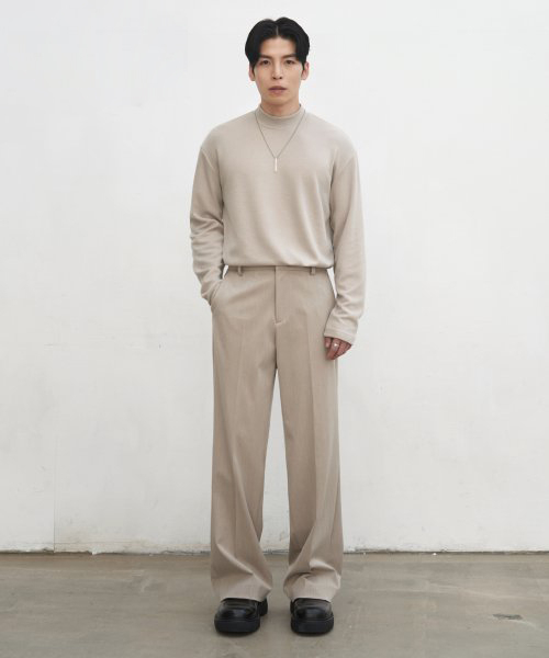 MUSINSA | DRAW FIT [Draw Fit X Kang Styler] Bendable Wide Slacks [L.BEIGE]