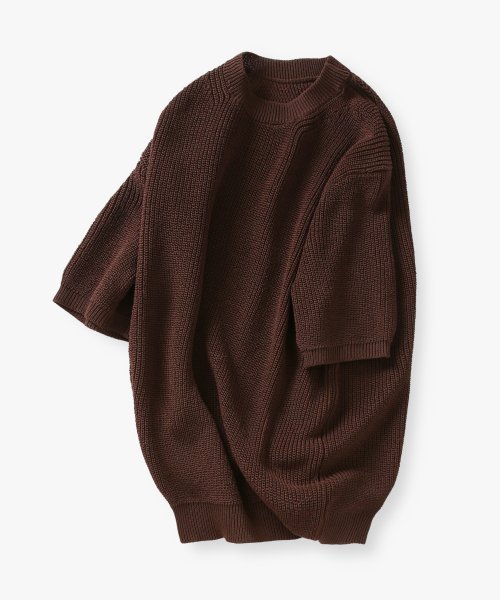 MUSINSA | LAFUDGESTORE Croquet Overfit Hachi Knit_Brownie