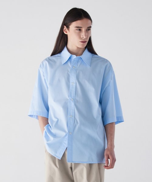 MUSINSA | GARMENT LABLE Over Sleeve Half Shirts - Blue