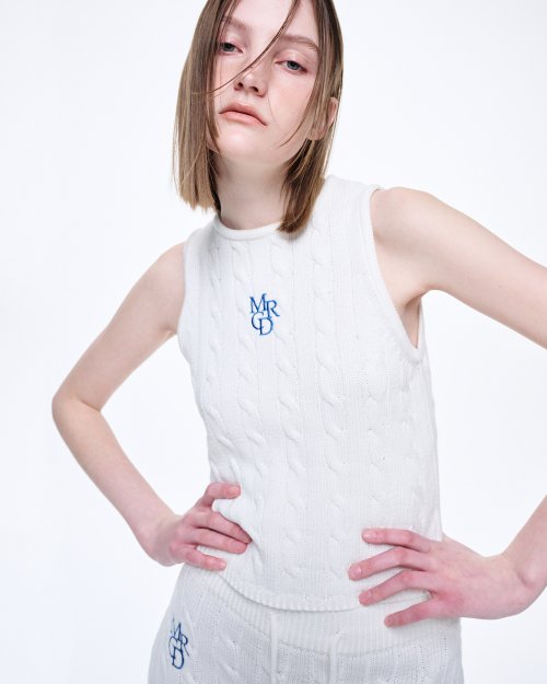 MUSINSA | MARDI MERCREDI CABLE TOP SLEEVELESS MRCD_WHITE BLUE