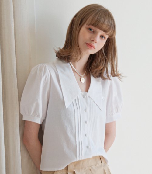 MUSINSA | AVANDRESS Big Collar Puff Blouse WHITE