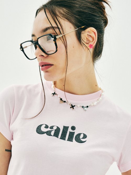 MUSINSA公式 | ASIF CALIE CALIE BASIC LOGO SLIMFIT TSHIRT PINK