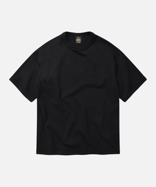 MUSINSA | FRIZMWORKS WEAVE ROUND HALF TEE _ BLACK