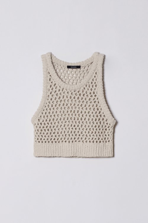 MUSINSA | DIAGONAL ROPE KNIT SLEEVELESS (beige)