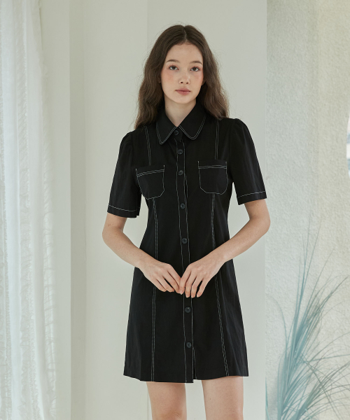 MUSINSA | BIBYSEOB Sticky Half Mini Dress Black [T42]