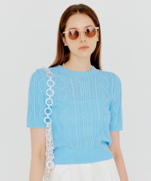 MUSINSA | LOOKAST Blue Rowe Cable Summer Knit / BLUE ROWE CABLE SUMMER KNIT