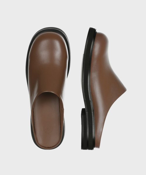 MUSINSA | INTEMPOMOOD Round Leather Mule_Brown