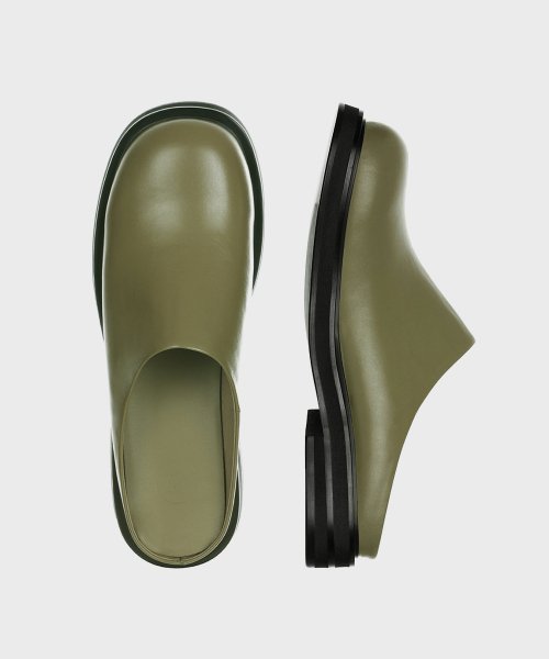 MUSINSA | INTEMPOMOOD Round Leather Mule_Olive