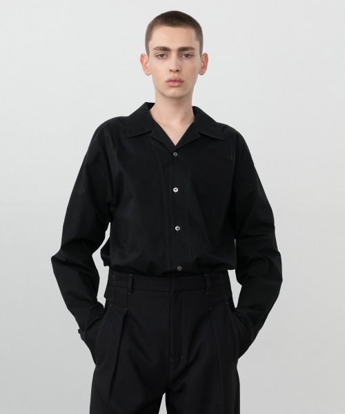 MUSINSA | INSILENCE Dart Point Open-collared Shirt BLACK