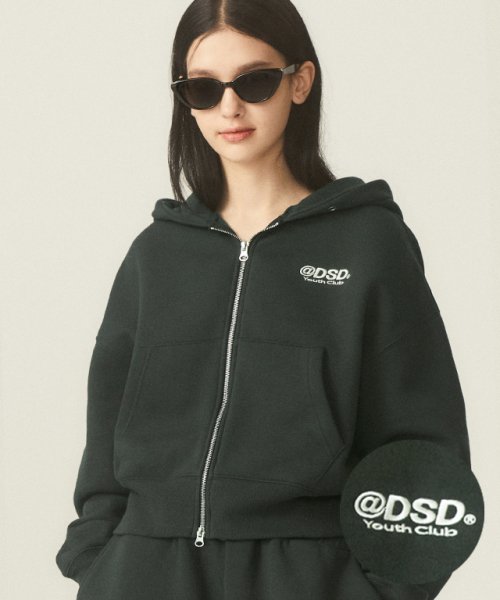 MUSINSA | ODDSTUDIO ODSD logo cropped Zip-up Hoodie - GREEN