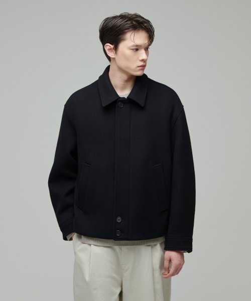 MUSINSA | MUSINSA STANDARD Cashmere Blend Oversized Minimal Blue Jacket ...