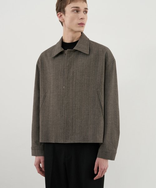 MUSINSA | DRAW FIT Minimal Soft Wool Jacket [HERRINGBONE BEIGE]