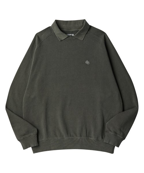 MUSINSA | TRAVEL Scout Pigment Collared Sweatshirt Black Charcoal