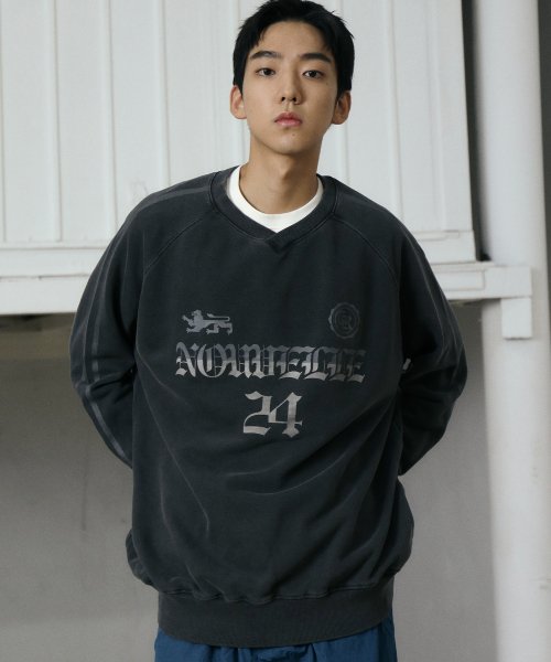 MUSINSA | TRAVEL Scout Uniform Pigment Sweatshirt Black Charcoal