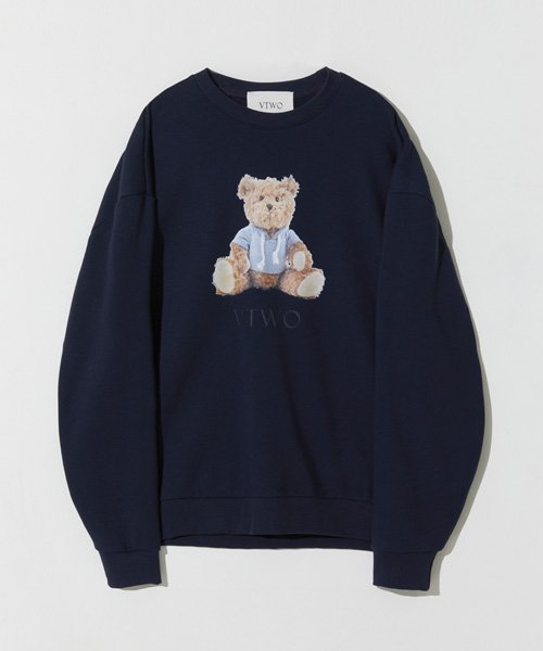 MUSINSA | VTWO Teddy Logo Sweatshirt_Navy