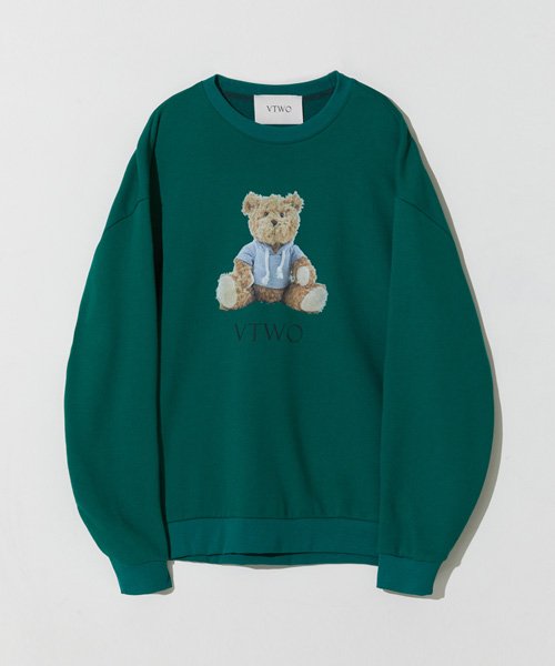 MUSINSA | VTWO Teddy Logo Sweatshirt_Green