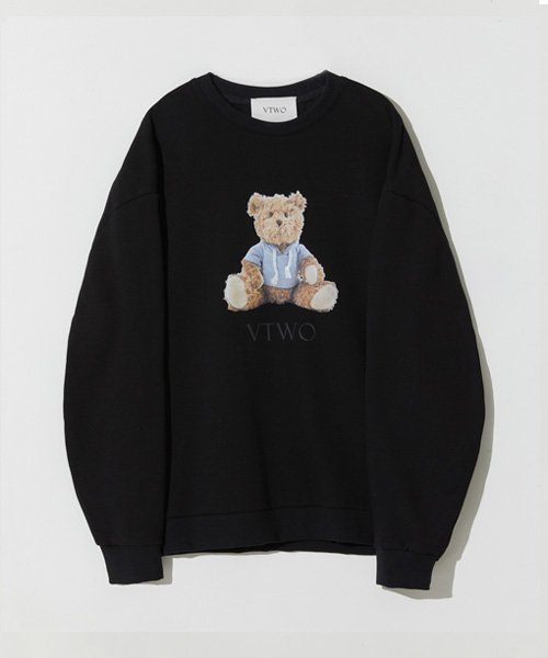 MUSINSA | VTWO Teddy Logo Sweatshirt_Black