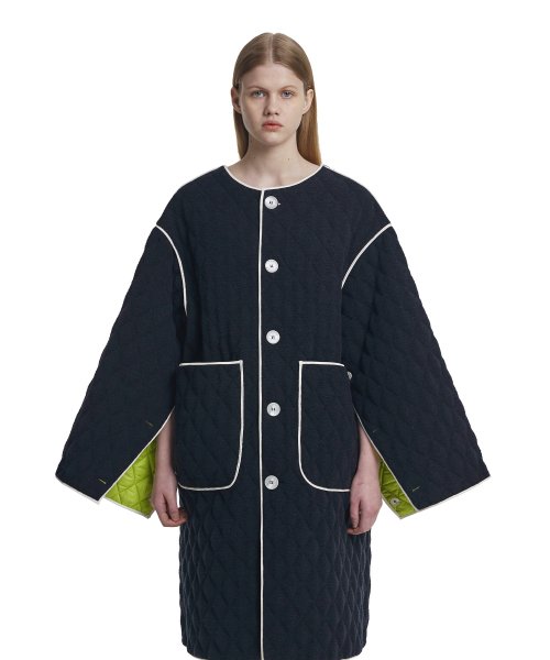 MUSINSA公式 | TRUNK PROJECT Reversible Cape Quilted Jacket_Navy/Yellow