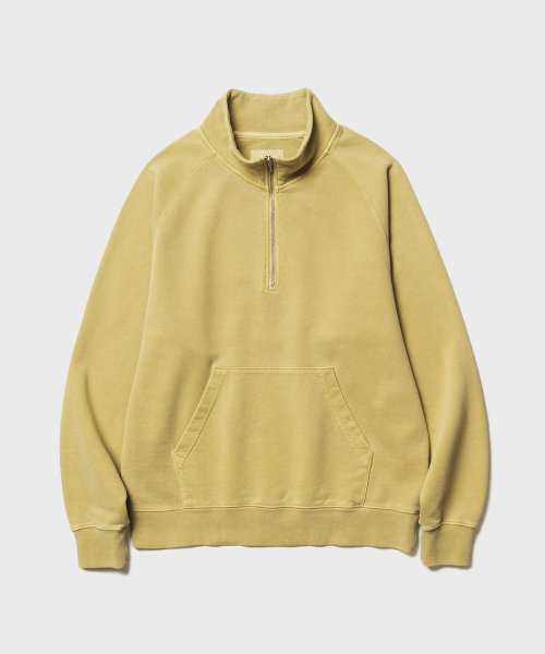MUSINSA | SHIRTER GARMENT DYED HALF ZIP UP SWEATSHIRT (YELLOW)