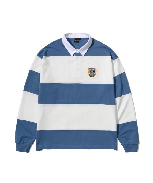 MUSINSA | OIOICOLLECTION STRIPE POLO LONG SLEEVE T-SHIRT [BLUE]