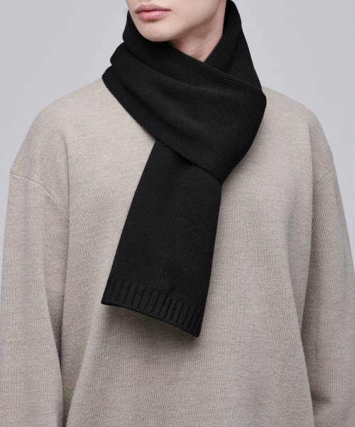 MUSINSA | MUSINSA STANDARD Plain Knit Muffler [Black]
