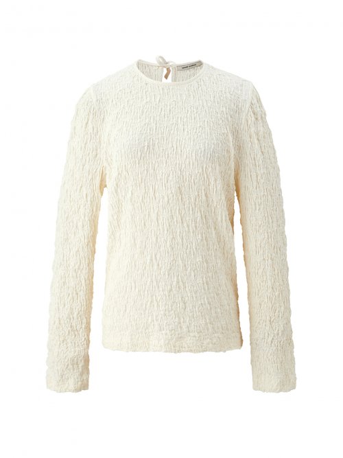 MUSINSA | BEMUSE MANSION Puff crinkle long top - Pearled ivory