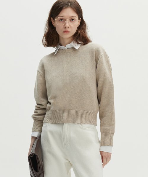 Musinsa | Mongdol Round Neck Soft Cotton Knit Beige Mdts034oatmeal