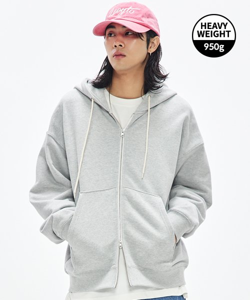 MUSINSA | SOVERMENT 950G Solid Hoodie Zip-up -3% Melange Gray-