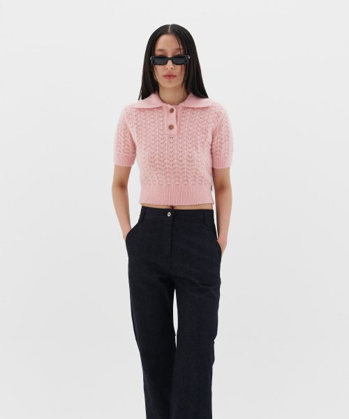 MUSINSA | LOW CLASSIC MOHAIR PIQUE TOP - PINK