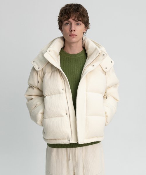 MUSINSA | INSILENCE Textured Wool down puffer jacket CREAM