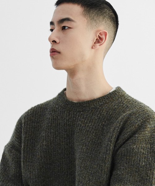 MUSINSA | LEIRE Recycled Multi Color Wool Overfit Knit [Olive]