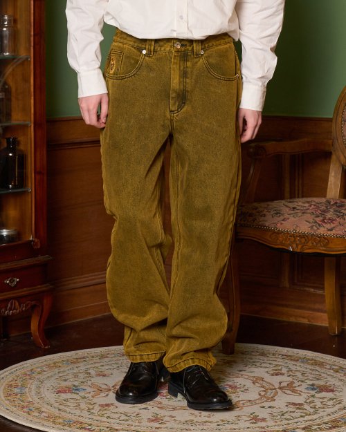 MUSINSA | ZIZEMUSEUM GARMENT DYEING DENIM PANTS (YELLOW)