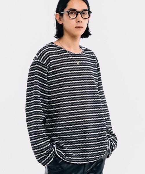 바스틱(VASTIC) 오버핏 그런지 스트라이프 니트_블랙 - 사이즈 & 후기 | 무신사