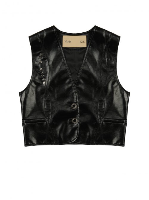MUSINSA | MATIN KIM SPELL STUD LEATHER VEST IN BLACK
