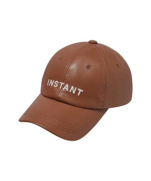 MUSINSA | INSTANTFUNK Vegan Leather Ball Cap - Brown