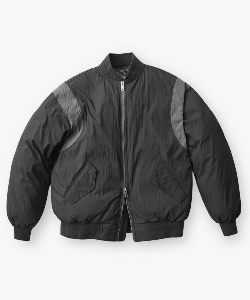 MUSINSA | LAFUDGESTORE Holofiber Varsity Puffer jacket_Charcoal