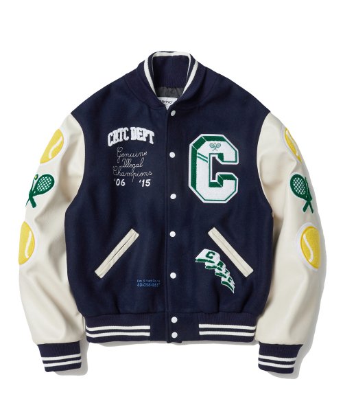 MUSINSA | CRITIC CRTC DEPT Varsity Jacket Dark Navy