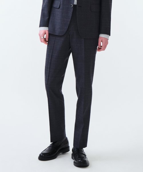 MUSINSA | STCO WOOL STRETCH FORMAL PANTS_BLUE CHECK (CLASSIC FIT)
