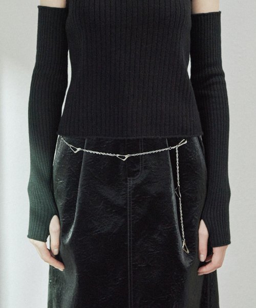 MUSINSA | DIAGONAL DIAGONAL CHAIN BELT (silver)