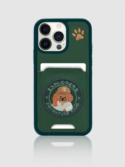 MUSINSA | DESIGNSKIN Embroidery Pocket Camping Wappen Case Green/Poodle