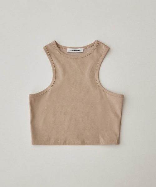 MUSINSA | LADY VOLUME HALTER SKINNY CROPPED TOP_BEIGE