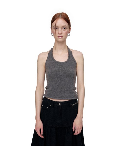 MUSINSA | CERRIC HALTER KNIT SLEEVELESS / CHARCOAL