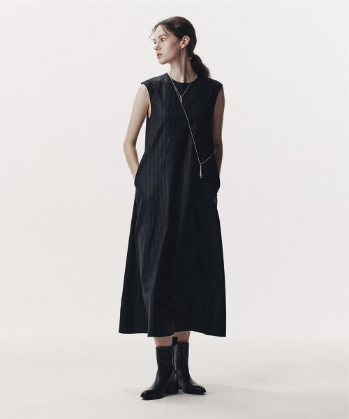 MUSINSA | MA JOURNEE Raw Edge Wool Dress_Stripe