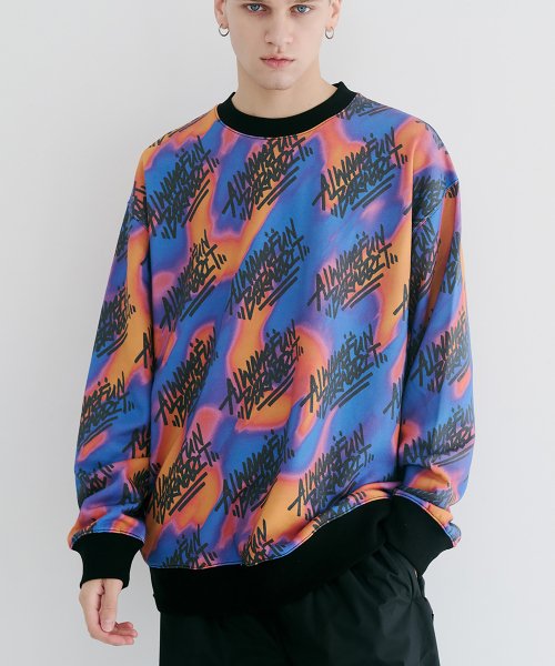MUSINSA | BSRABBIT Fun Sibling All Over Crew Neck Neon Sign