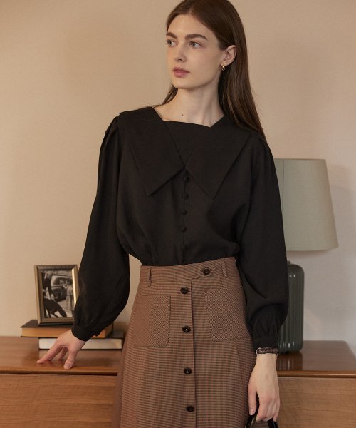 MUSINSA | NONLOCAL Jane button blouse - Black