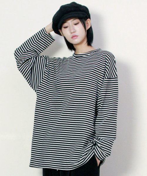 MUSINSA | DE MARC Box fit layered striped long sleeve