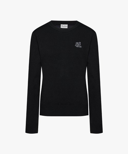 MUSINSA | FAIRLIAR Windproof Round Neck Basic Knit (Black)