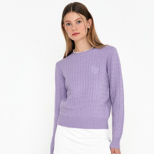 MUSINSA | GENERAL IDEA WOMAN GNRL Cable Pullover [LAVENDER] / WBC1L05507