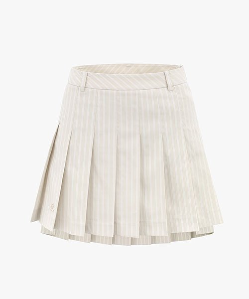 MUSINSA | FAIRLIAR Stripe Pleated Skirt (Beige)